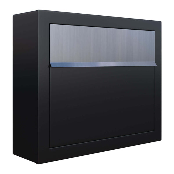ELEGANCE by Bravios - Modern wall-mounted black mailbox with stainless
