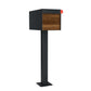 Town Square Mailbox & Post | Black with Oak Wood Panel